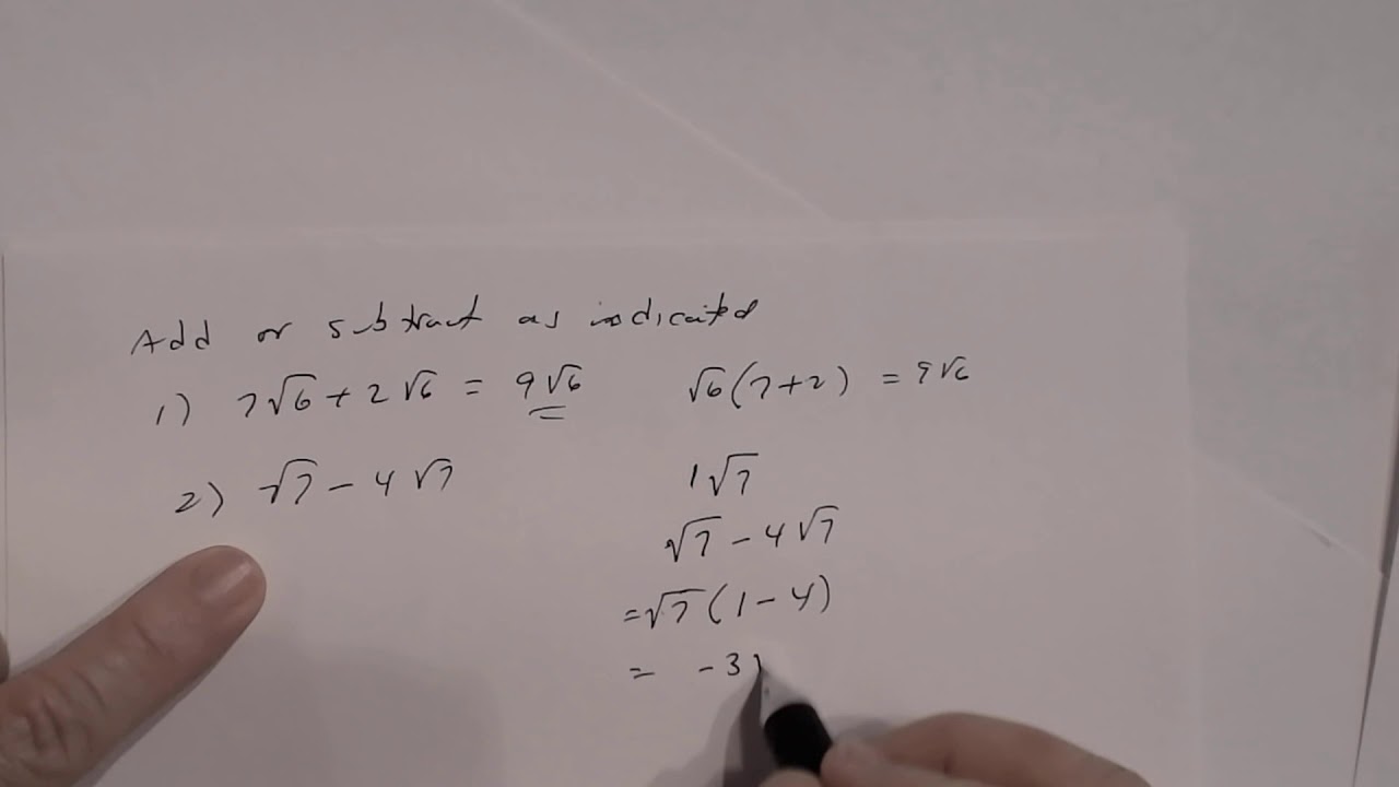 Square Roots Adding And Subtracting Like Terms YouTube Square Roots Adding And Subtracting Like Terms YouTube