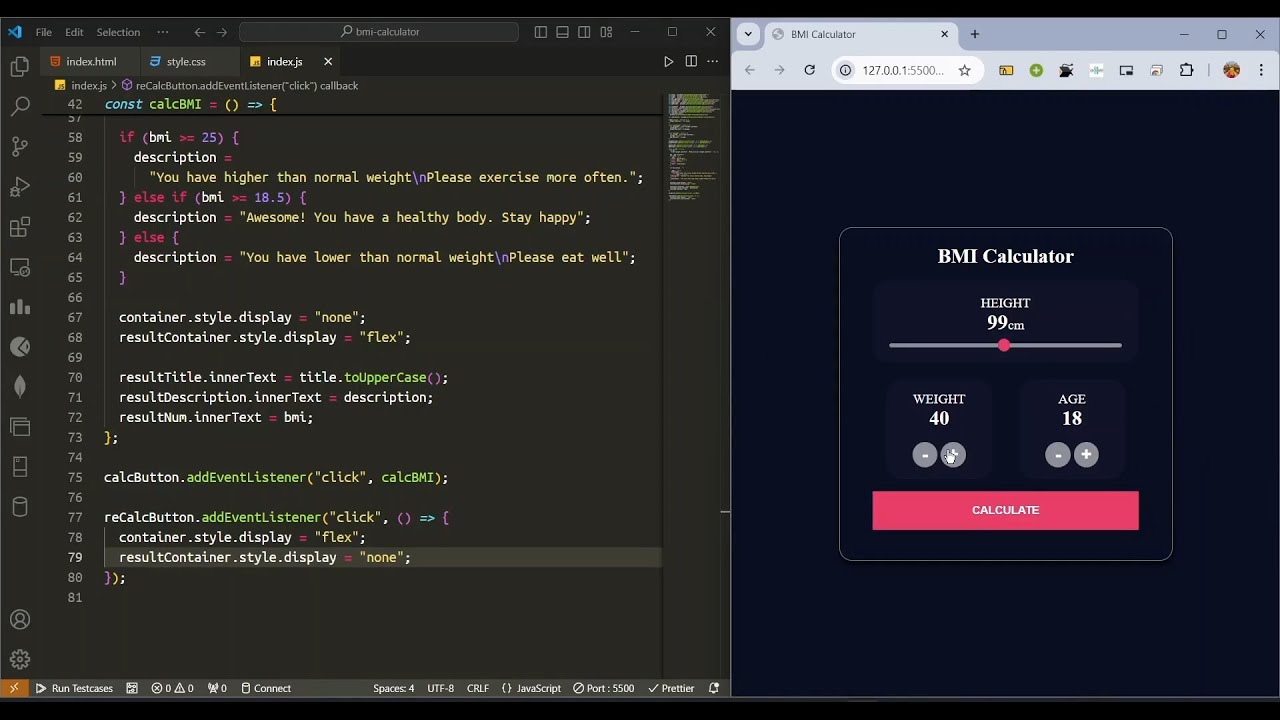Asmr Programming Bmi Calculator With Javascript No Talking Youtube