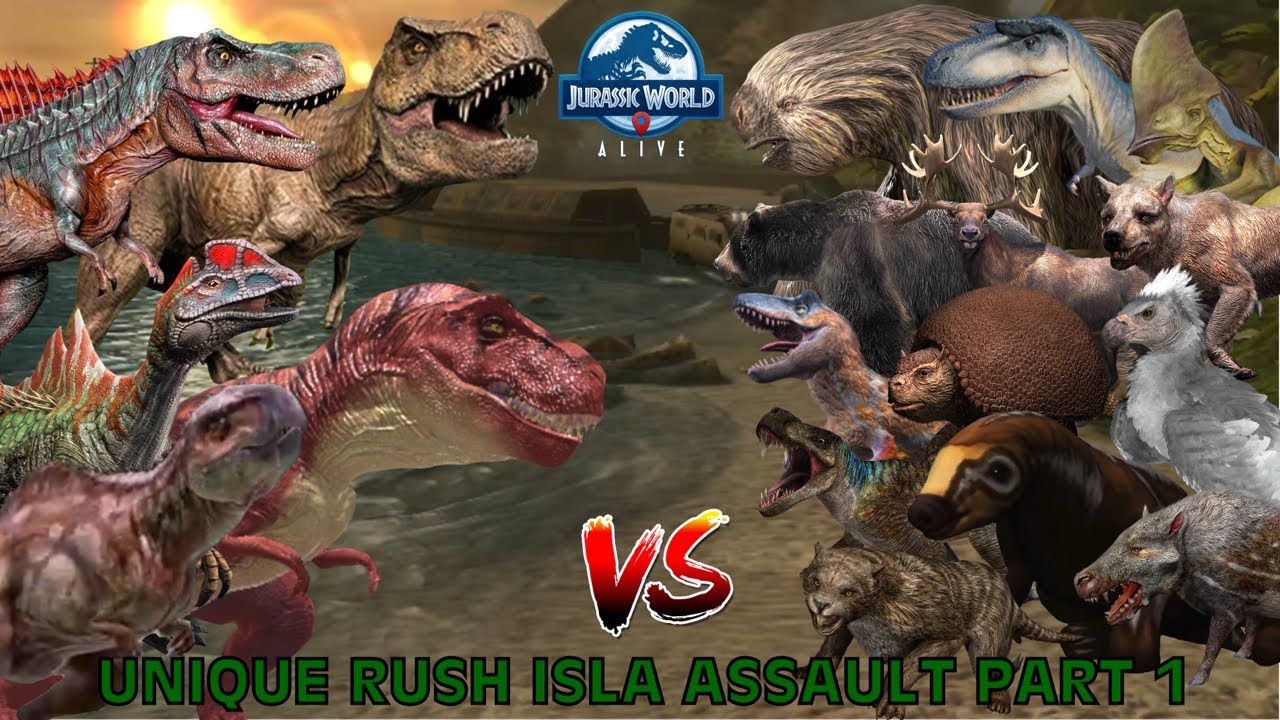 Unique Rush Isla Assault Part 1 - Jurassic World Alive - YouTube