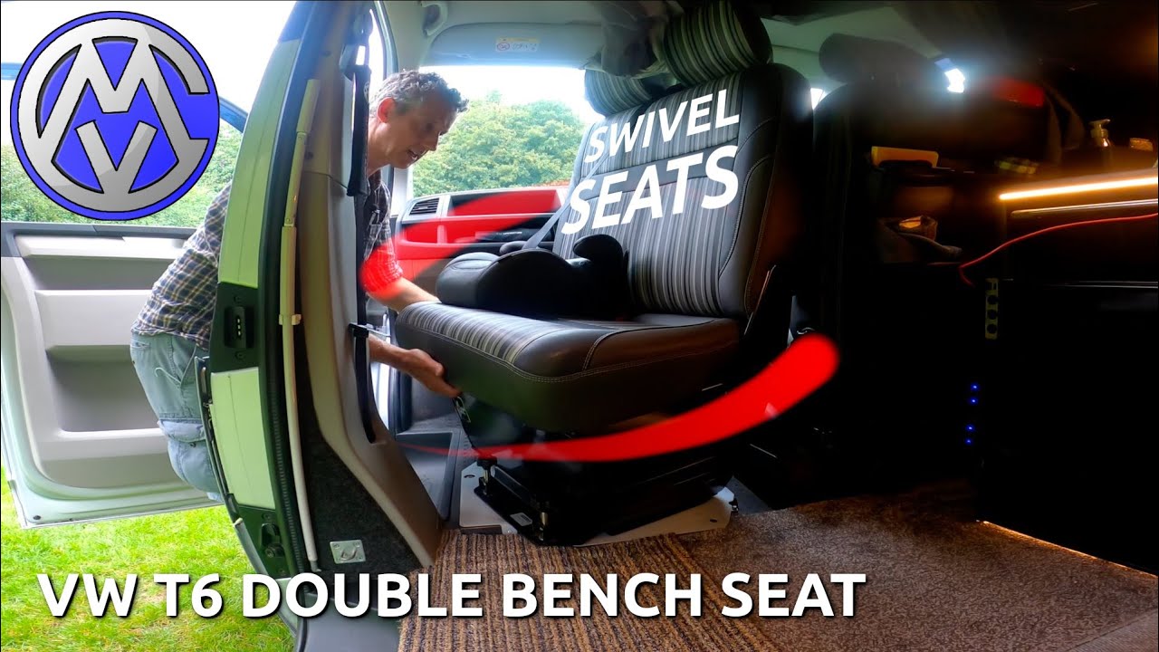 How to rotate a passenger double bench swivel seat in a VW T6, stress ...