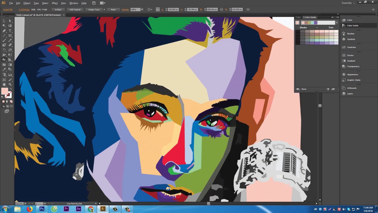 Tutorial WPAP Hedy Lamarr pop art IllUSTRATOR/PHOTOSHOP - YouTube