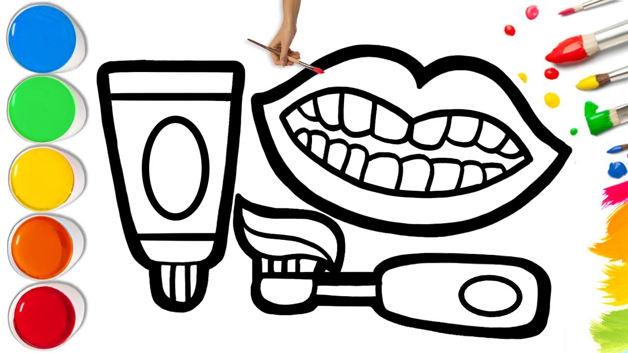 👄 How To Draw a Beautiful Mouth, Toothbrush & Toothpaste Easy Step By ...