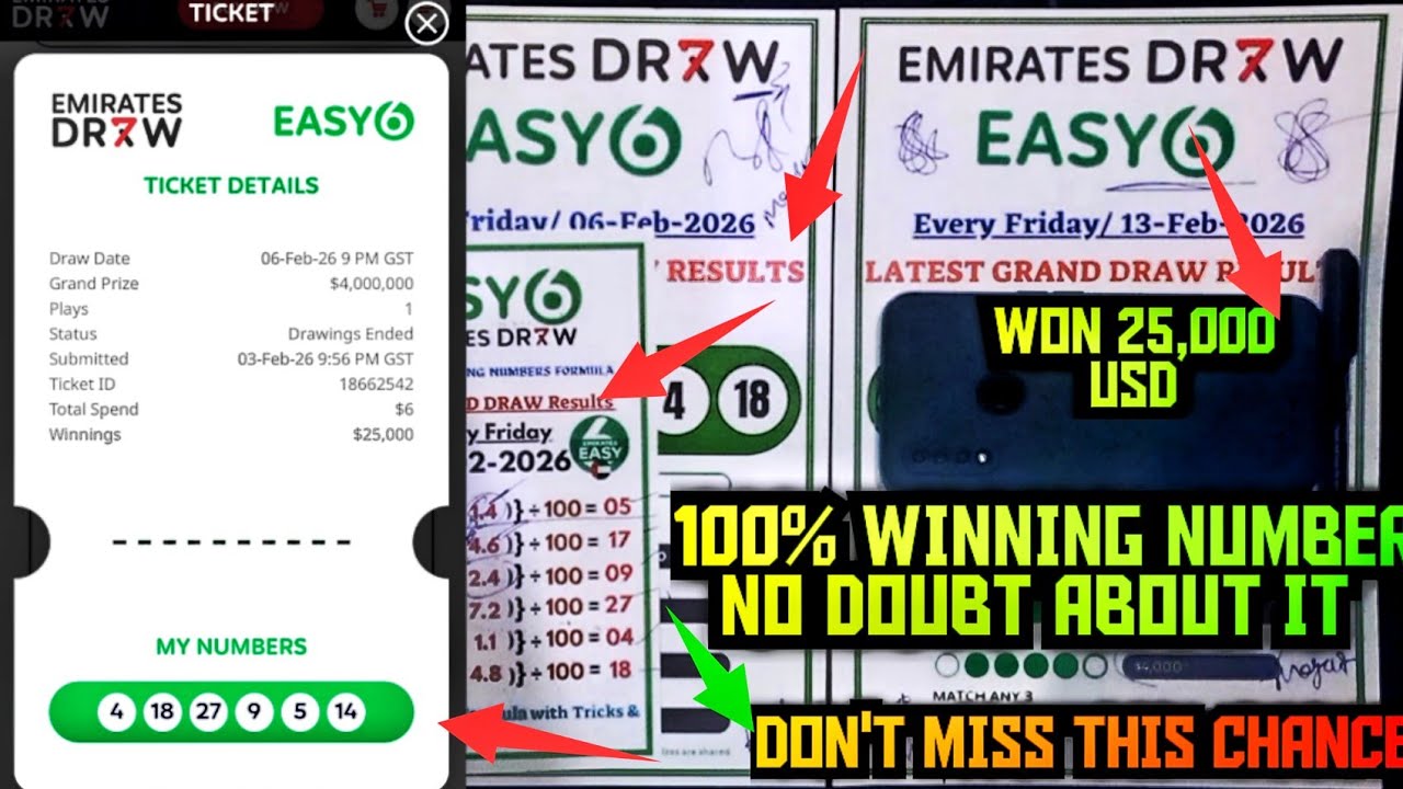 Emirates Draw 13-02-2026 Easy 6 | Emirates Draw #Easy6 Prediction ...