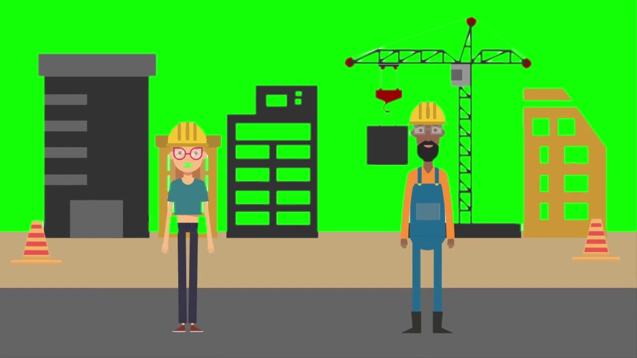 Cartoon Building Construction Green Screen Effects Transition| Top ...