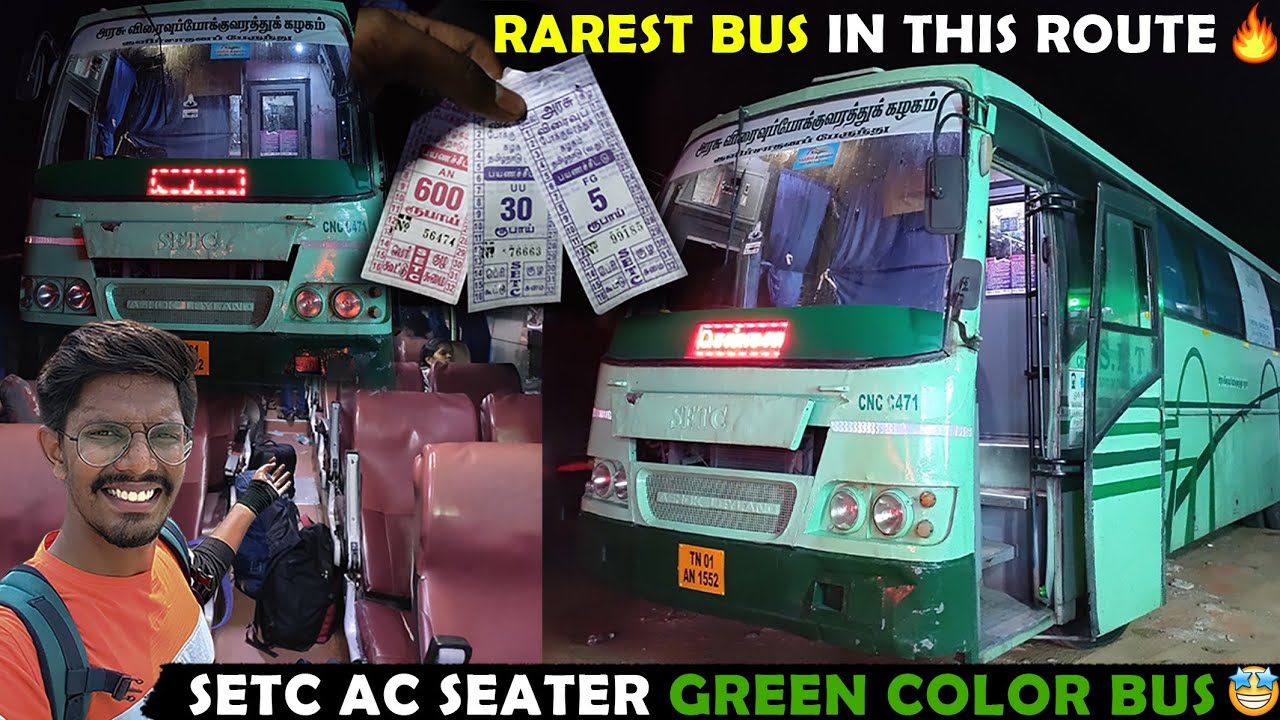 Rarest bus Travel Vlog 🔥|SETC Green colour AC seater Bus😍| Madurai to ...