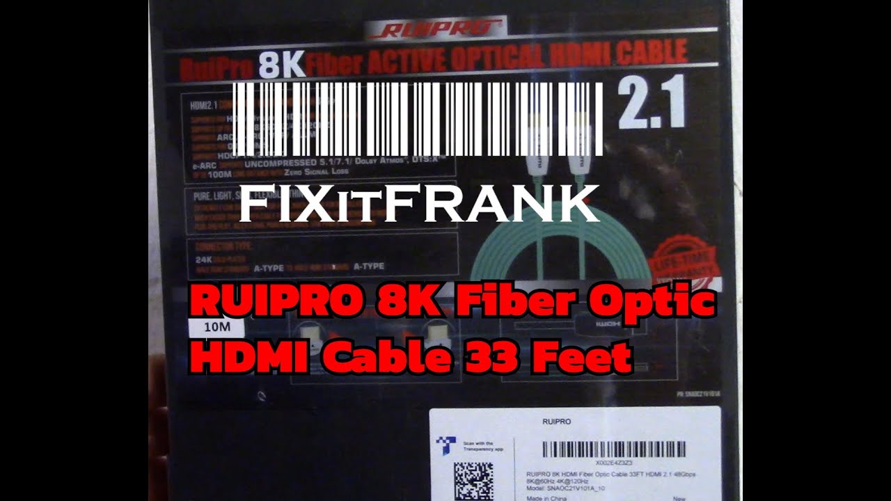RUIPRO 8K Fiber Optic HDMI Cable 33 Foot Review - YouTube