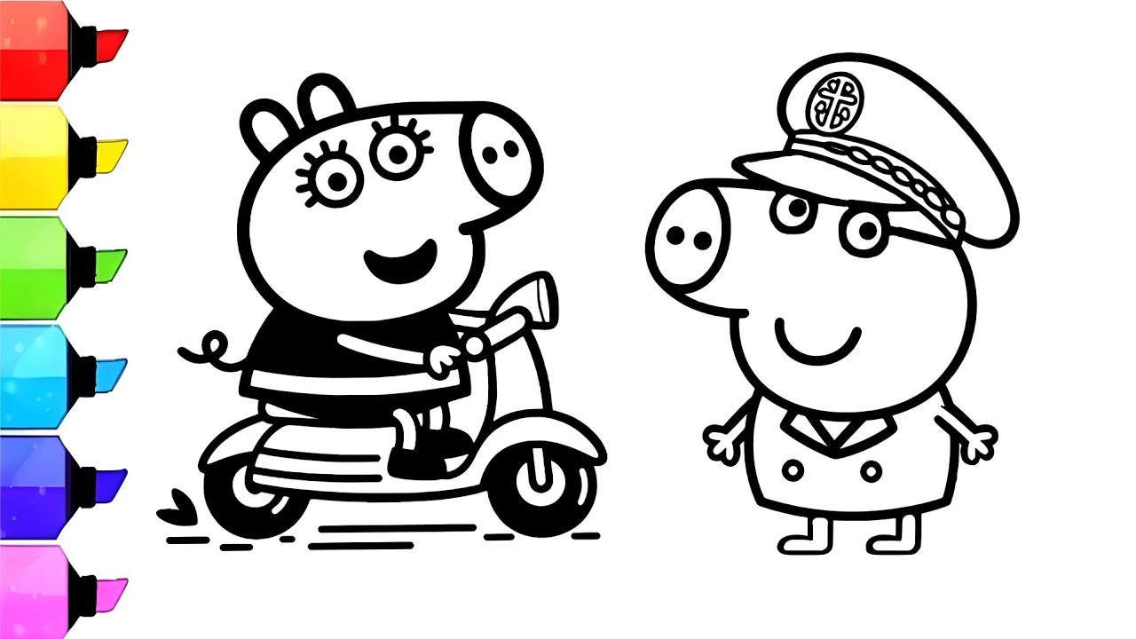 Peppa Pig Police Drawing Easy | Peppa Pig Drawing, Painting and ...