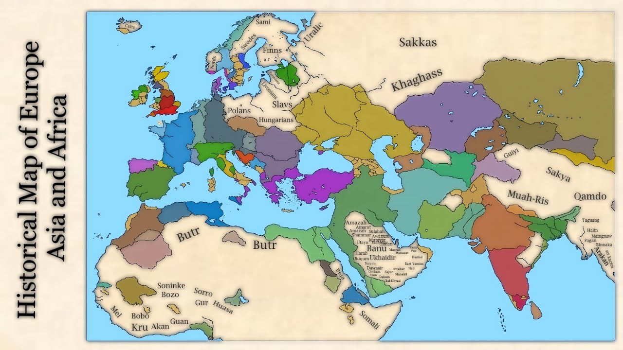 867 A D Historical Map Of Europe Asia And Northern Africa YouTube