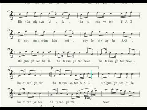 Hatıran Yeter - Nota Eşliğinde Karaoke (Ahenk: Kız Neyi - 4 Ses - B)