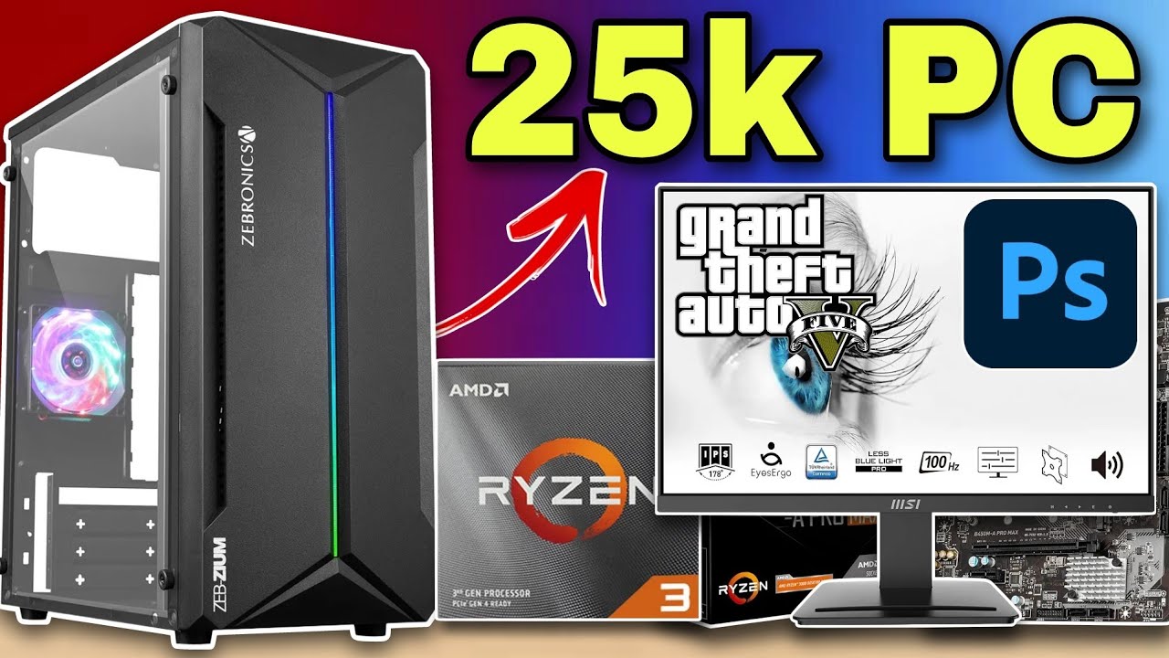 Best Gaming PC Under 25000🔥With Monitor|25k pc build| #3200gpcbuild ...
