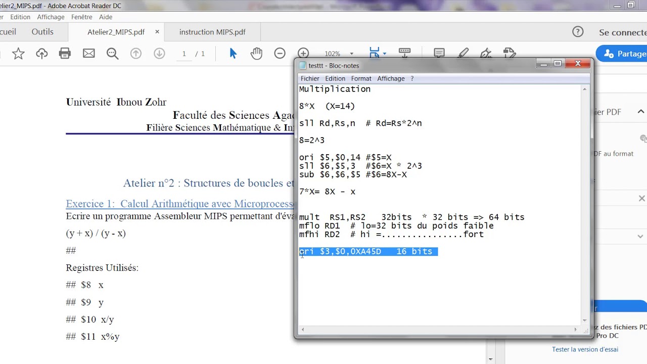 Atelier2 Part1 Mips - YouTube