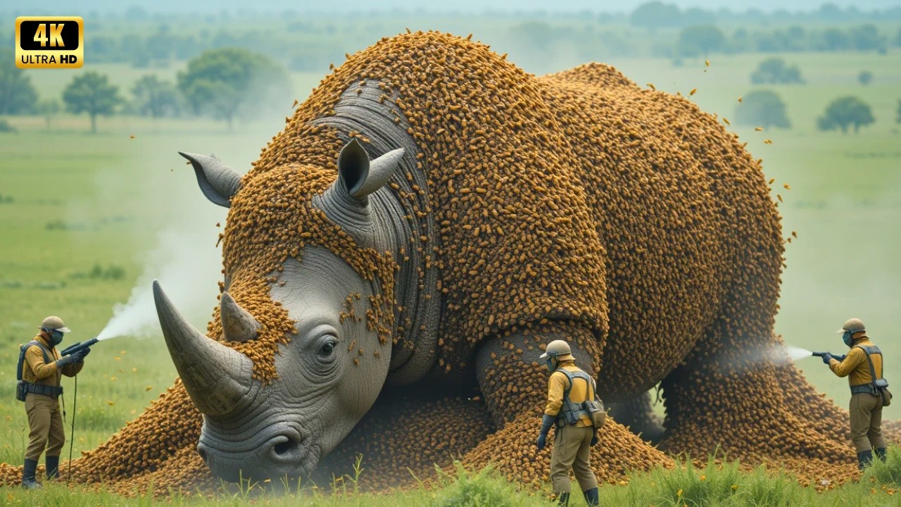 Rescue of a Rhino Attacked by a Massive Bee Swarm:A Heartwarming ...