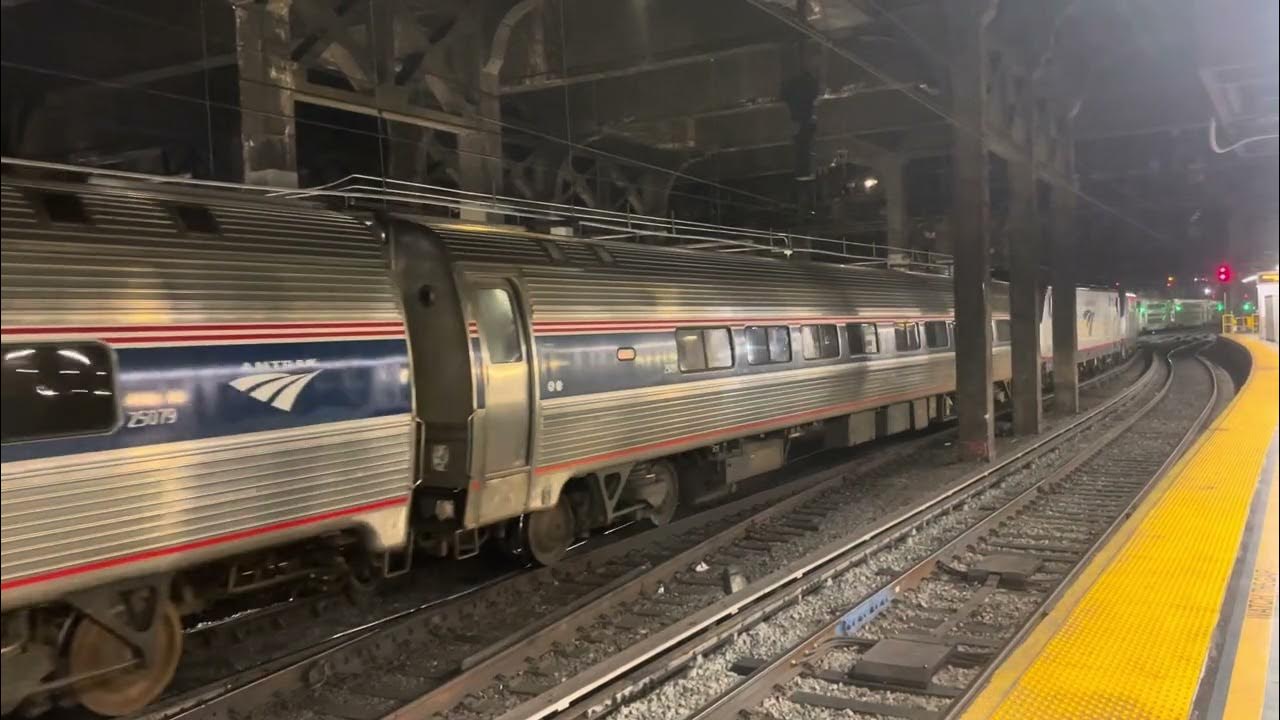Amtrak Double-header Silver Meteor #97 departs New York City Penn Station with ACS-64 634 & 605 ...