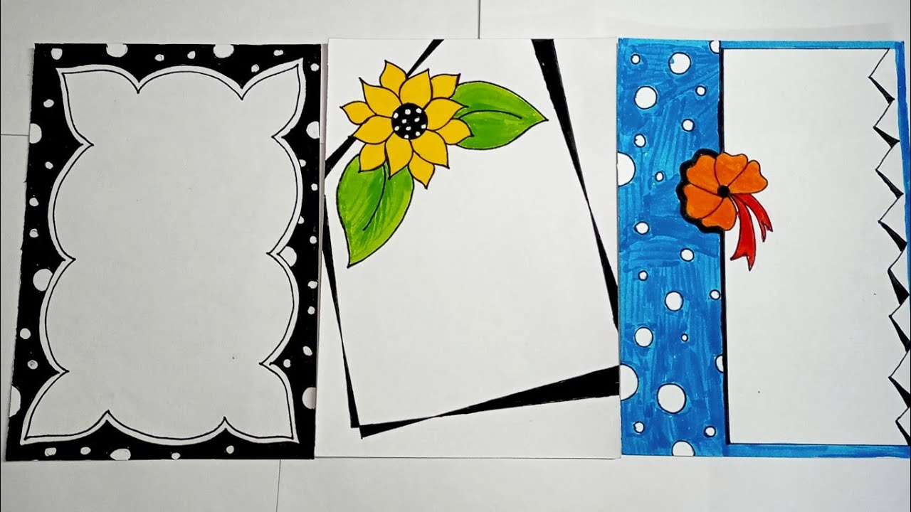 EASY 💛 BORDER DESIGNS / PROJECT WORK DESIGNS / CORNER AND SIDE BORDER ...