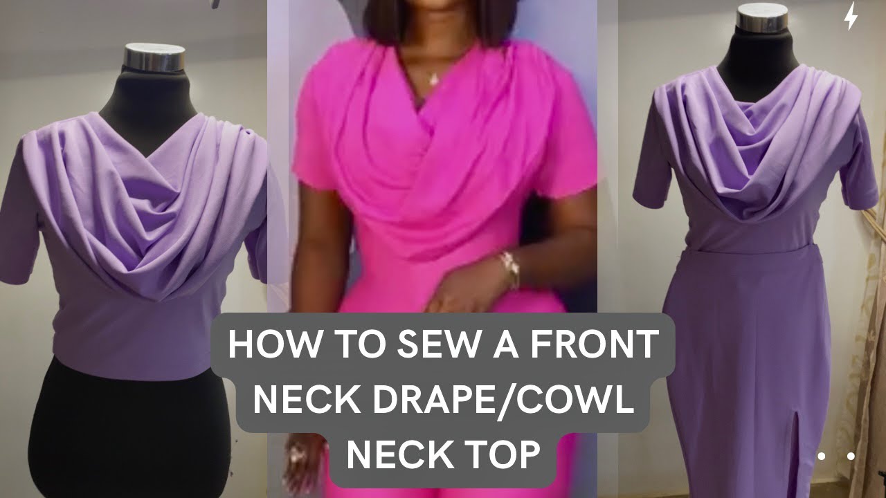 How To Make this Front Neckline Drape / Cowl Neck for Beginners | Easy DIY - YouTube