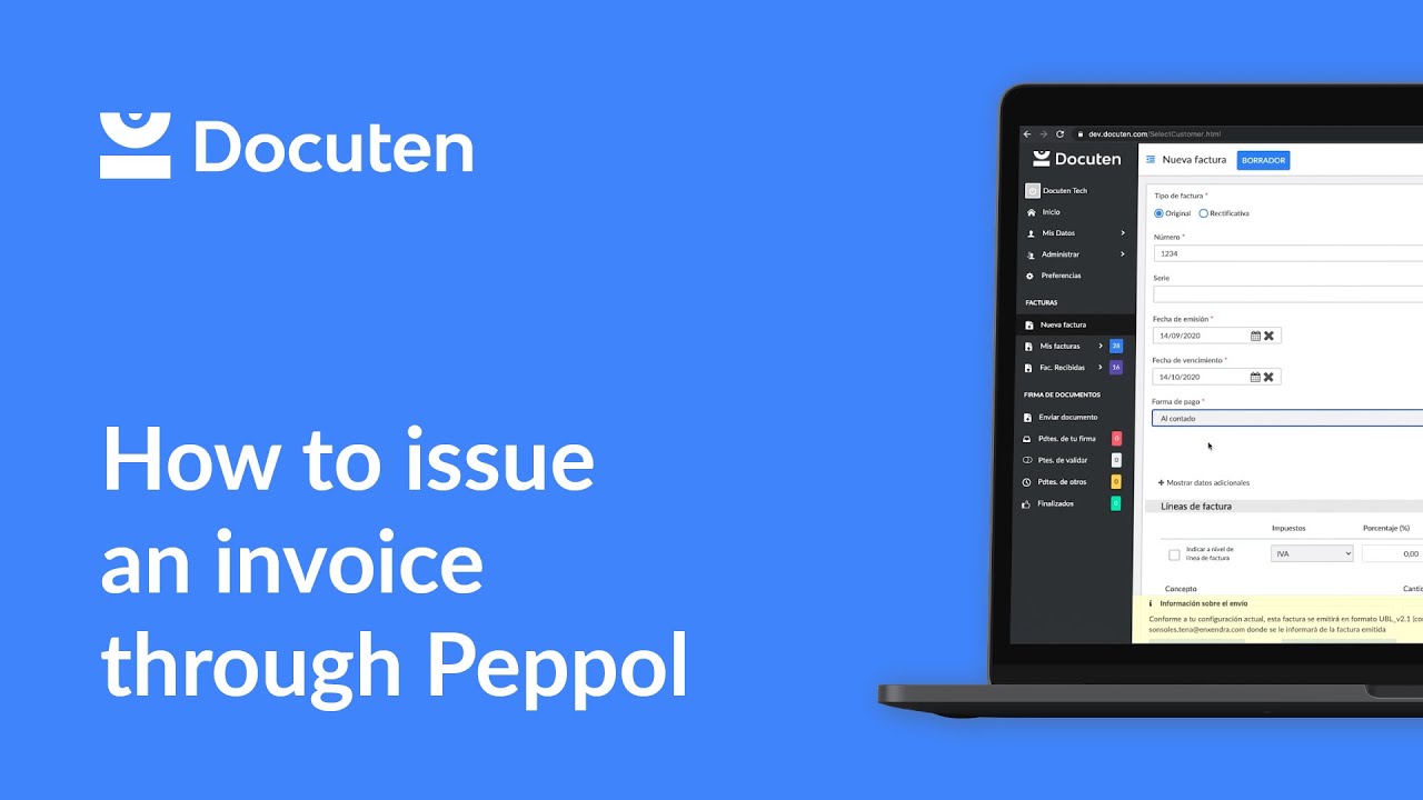 How to issue an invoice through Peppol with Docuten - YouTube