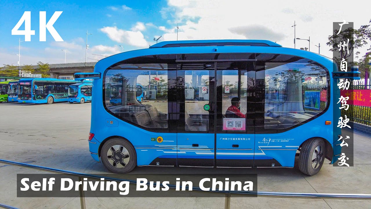 A trip of free riding a Self driving Bus in Guangzhou China |4K Driving ...