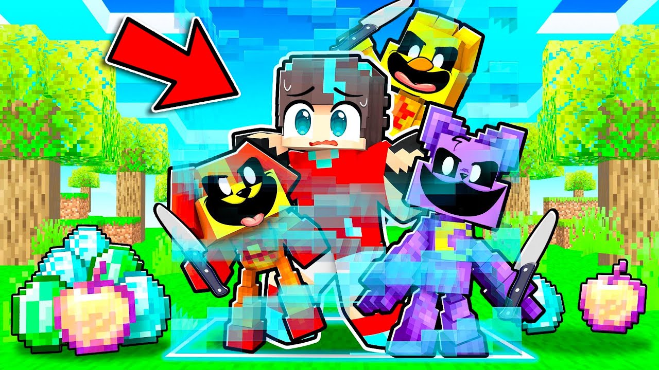 ¡ENCERRADO en UN CHUNK con los SMILING CRITTERS en Minecraft!🤣💥 ...