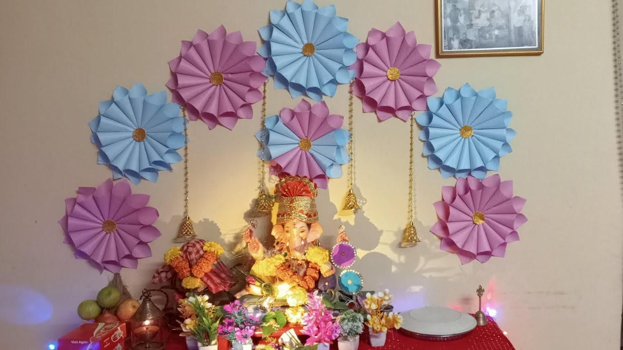 How I made Ganpati Background with chart paper 😱😳 #ganesh #ganpati # ...