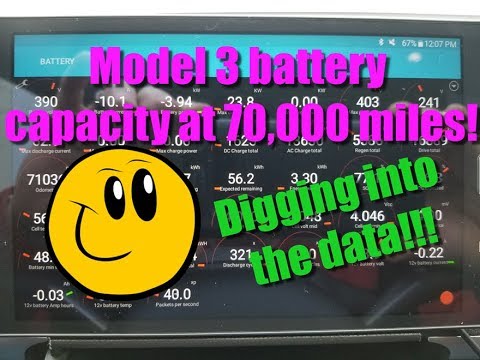 Tesla Model 3 Battery capacity at 70,000 miles - YouTube