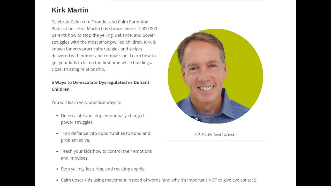 5 Ways to De escalate Dysregulated or Defiant Children with Kirk Martin ...