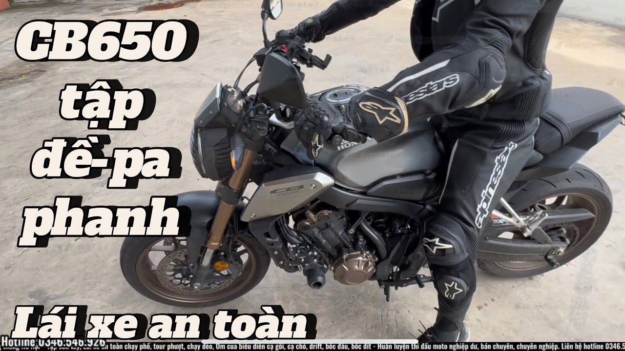 HONDA CB650 Tập xuất phát (đi côn tay) - Làm quen giáp bảo hộ - Phanh ...