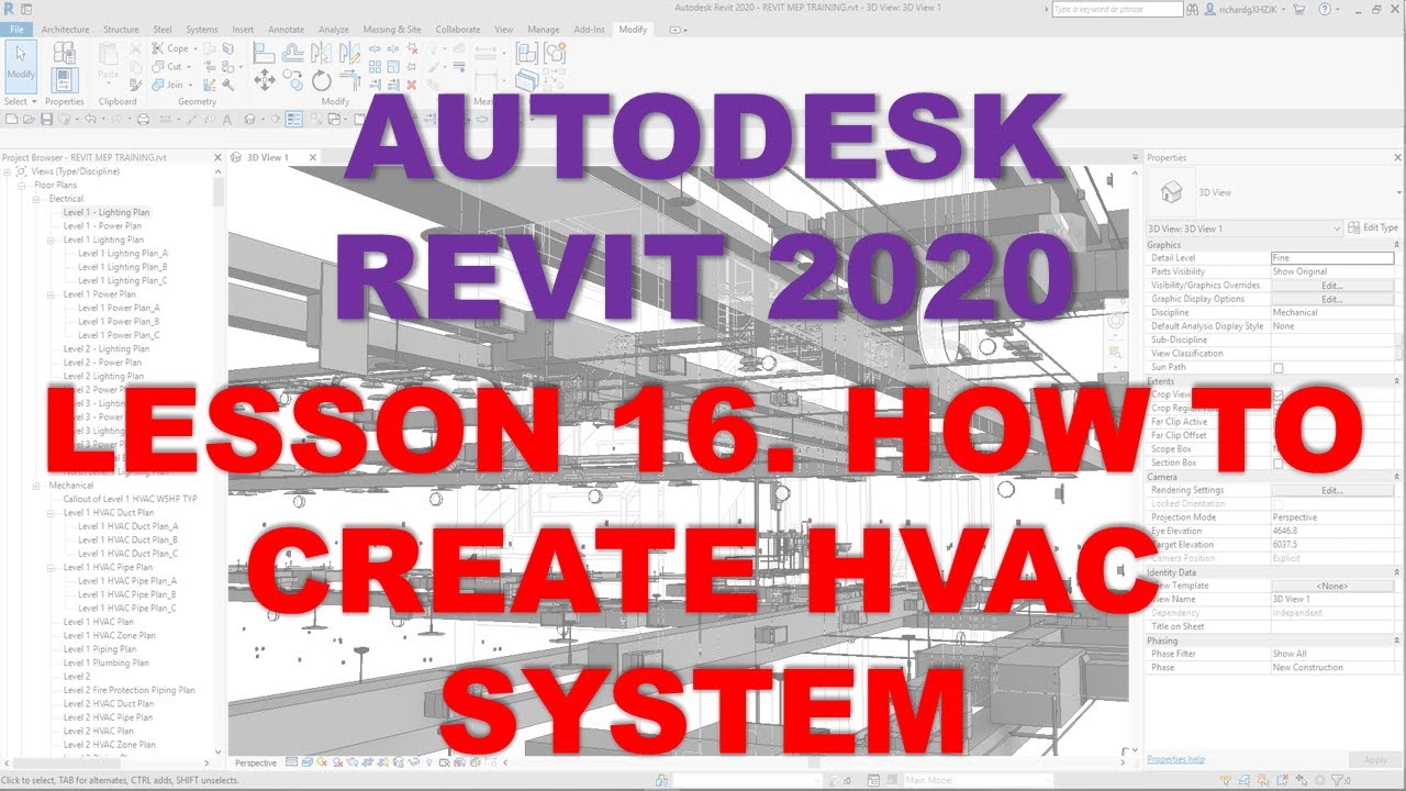 REVIT MEP 2020 - STEP BY STEP TUTORIAL 16 - HOW TO CREATE HVAC SYSTEM ...