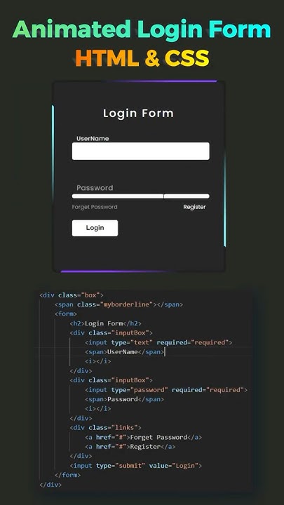 Animated Login Form Htmland Css Coding Css Code Html Javascript Webdesign Ytshorts Shorts