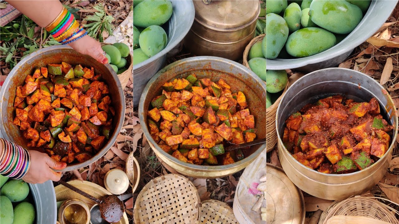 Avakkai mango pickle making in mango farm / maangai thoppu #foodzeee ...