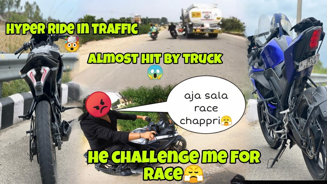 He challenge me for race😤/Drag race in heavy traffic 🤯/ R15v3 vs RS200 ...