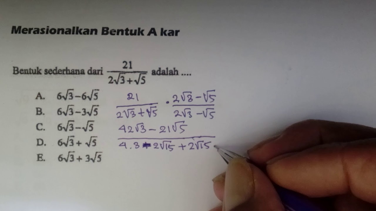 Tutorial Bentuk Akar (3) Merasionalkan Pecahan Bentuk Akar - Matematika ...
