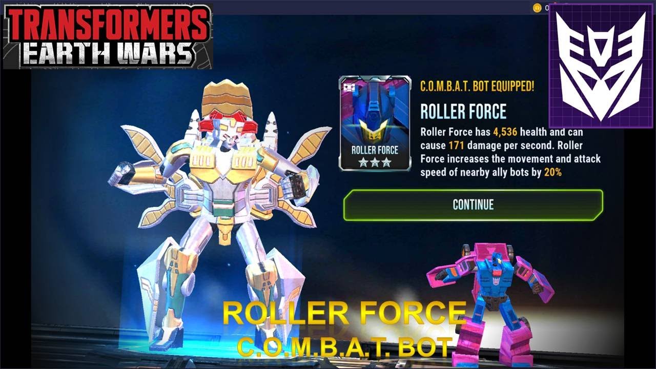 Transformers Earth Wars -Unlock Decepticon C.O.M.B.A.T Bot ROLLER FORCE ...