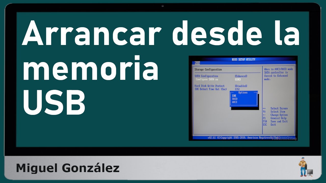 Configuración del BIOS para arrancar desde una unidad flash USB - YouTube