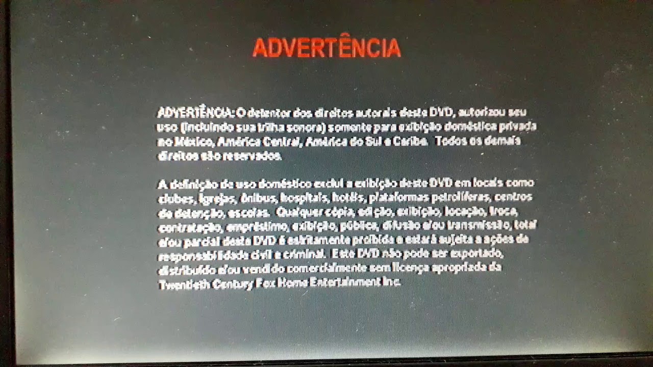 Warning Screen Portugeses and Spanish For 20th Century Fox Home ...