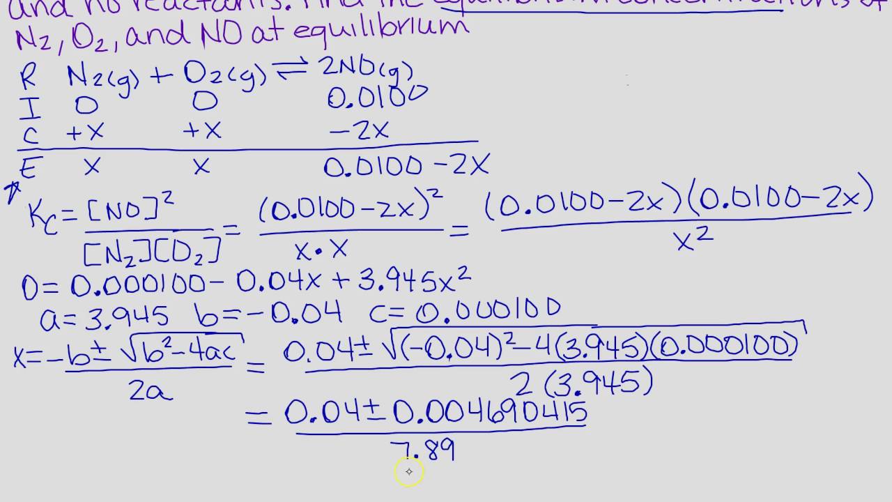 RICE method for finding equilibrium concentrations - 6.5 mins - YouTube