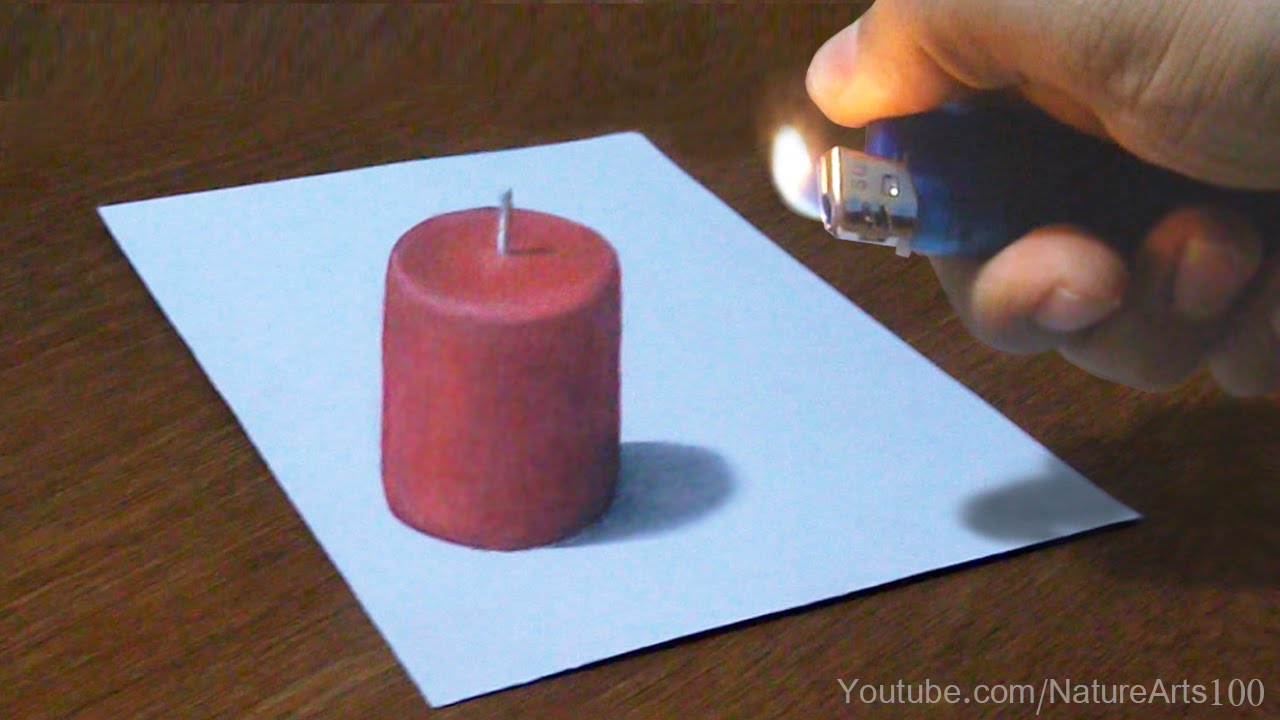 Burn Candle, 3D drawing Trick Art | Time Lapse - YouTube