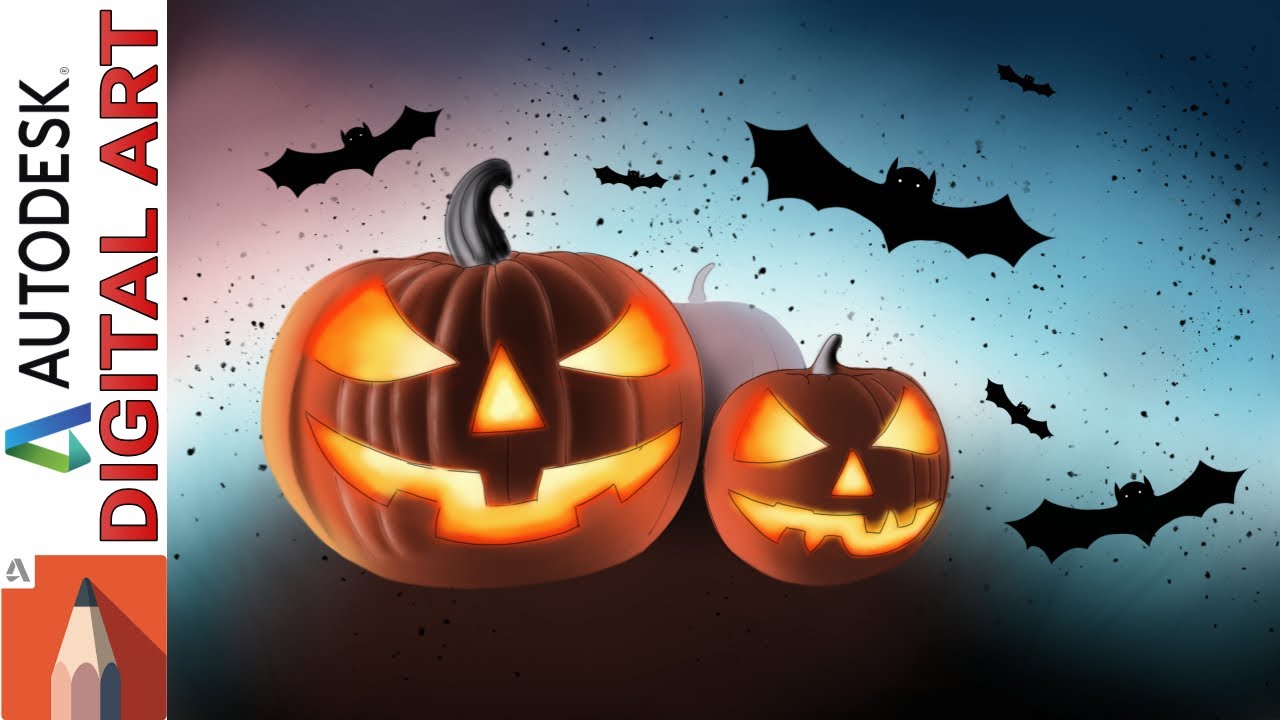 Scary pumpkin digital painting with sketchbook aap// Tutorial ...