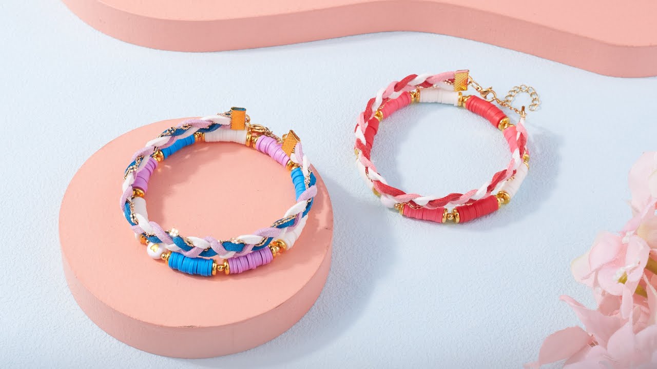 Jewelry Making Tutorial: Suede Cord Braided Bracelet & Heishi Bead ...
