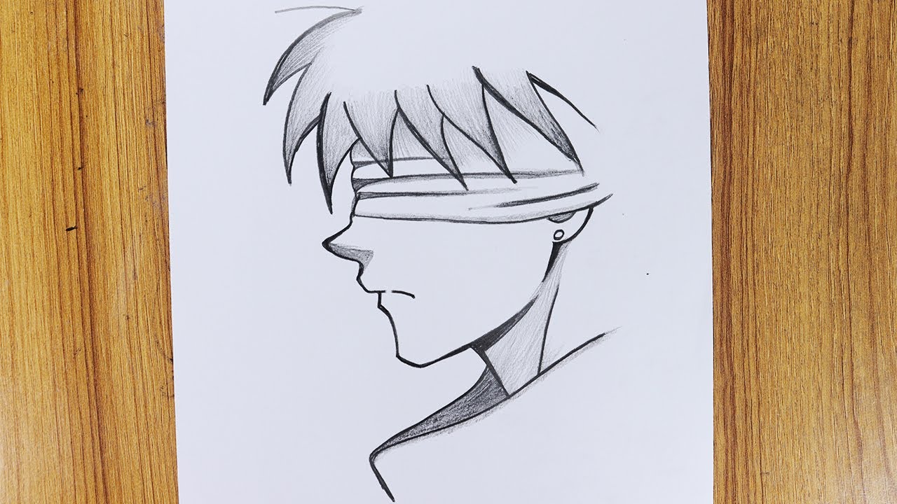 How to draw anime boy blindfolded step by step | anime boy easy drawing ...