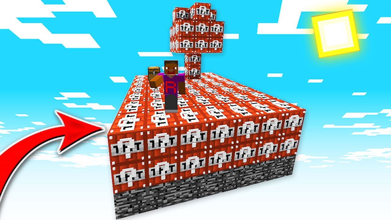 Minecraft SkyBlock, aber alles besteht aus TNT Lucky Blöcken! - YouTube