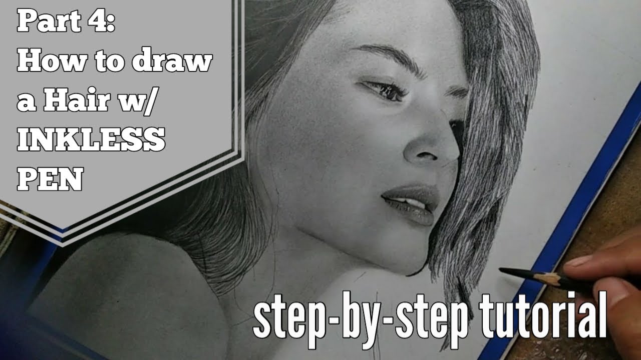 How to draw Hair using INKLESS PEN/step-by-step tutorial - YouTube