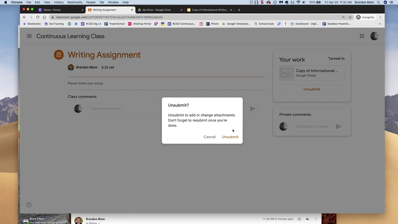 Turning in Assignments and Marking Done in Google Classroom - YouTube