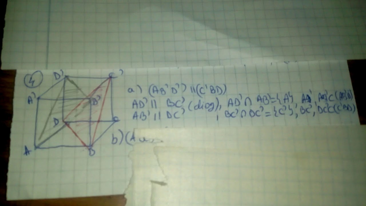In cubul ABCDA'B'C'D' arata ca planele AB'D' si C'BD sunt paralele ...