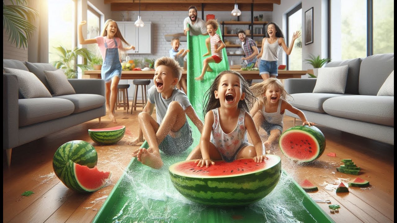 Watermelon Slip 'N Slide IN OUR HOME! | Watermelon Slide | Indoor Slip ...