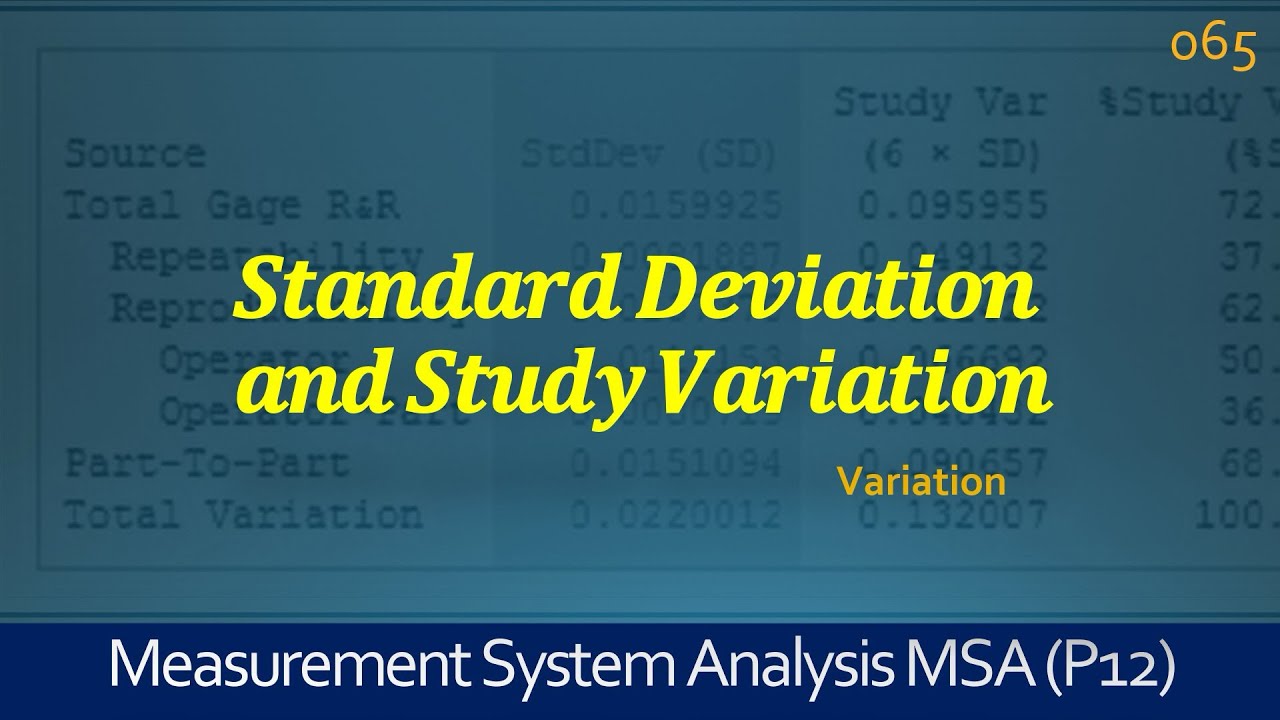 065 MSA | Standard Deviation and Study Variation | Measurement System ...