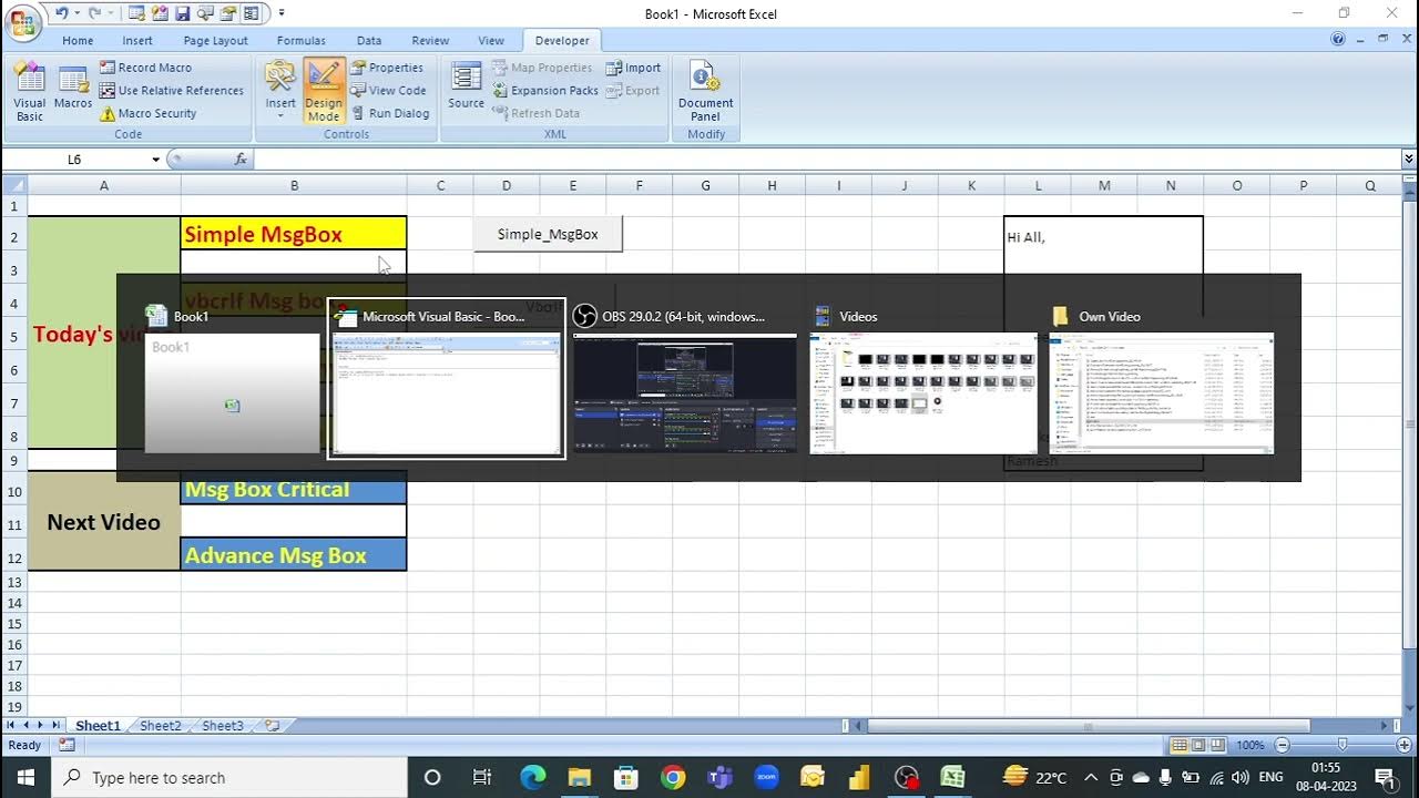 Use of Msg box via VBA programming Part 1 - YouTube