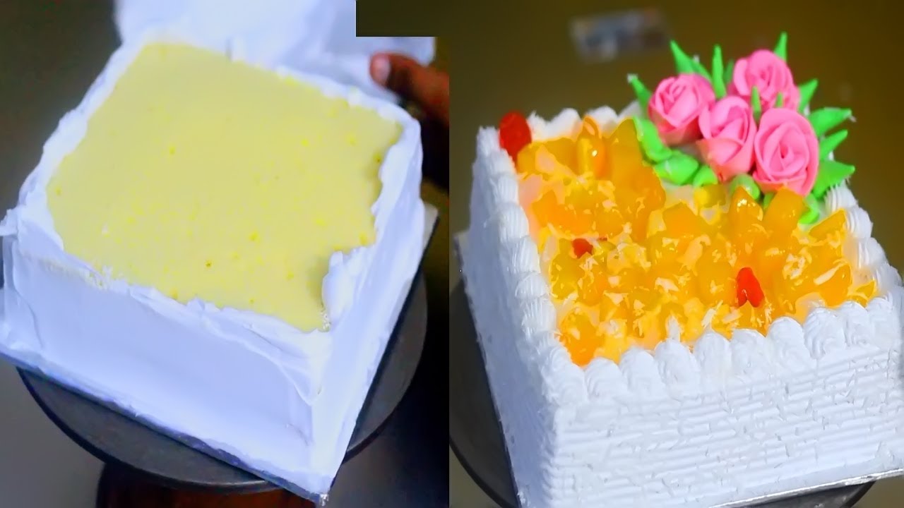 Square Shape Cake | Flowers Square Shape Cake | Event Beautifull Cake ...