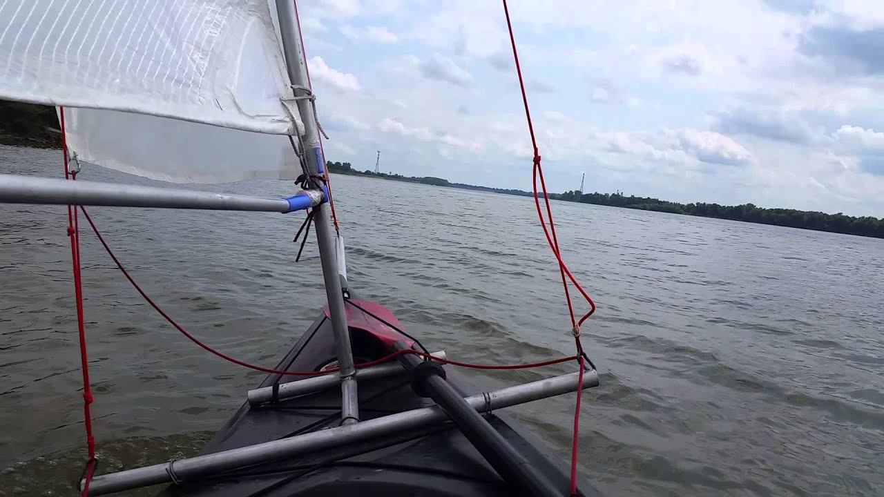 Upwind kayak sailing - YouTube