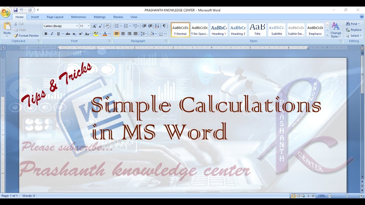 Simple Calculation in MS Word - YouTube