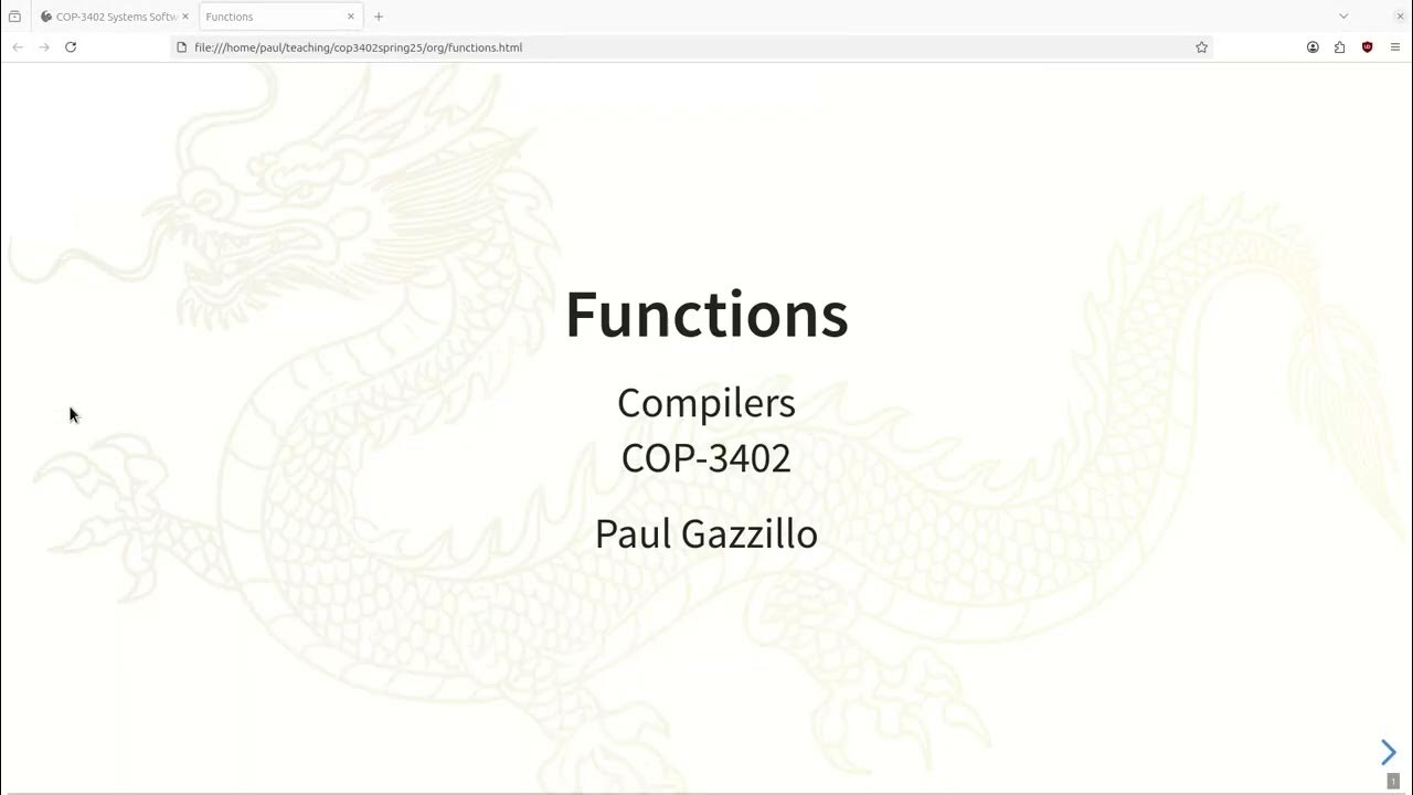 (19) Functions I (COP-3402 Spring 2025) - YouTube